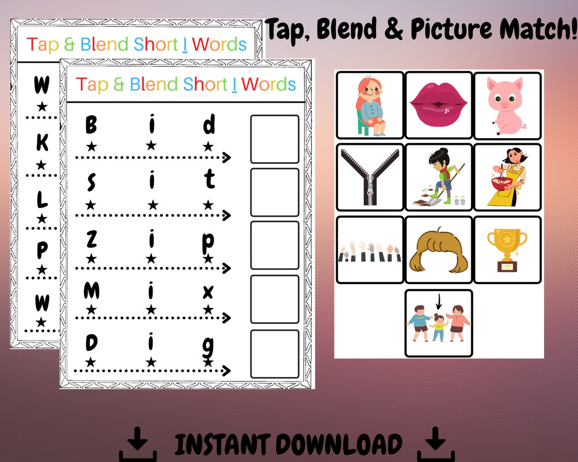 Kindergarten Tap & Blend Printable Activity, School Age Printables ...