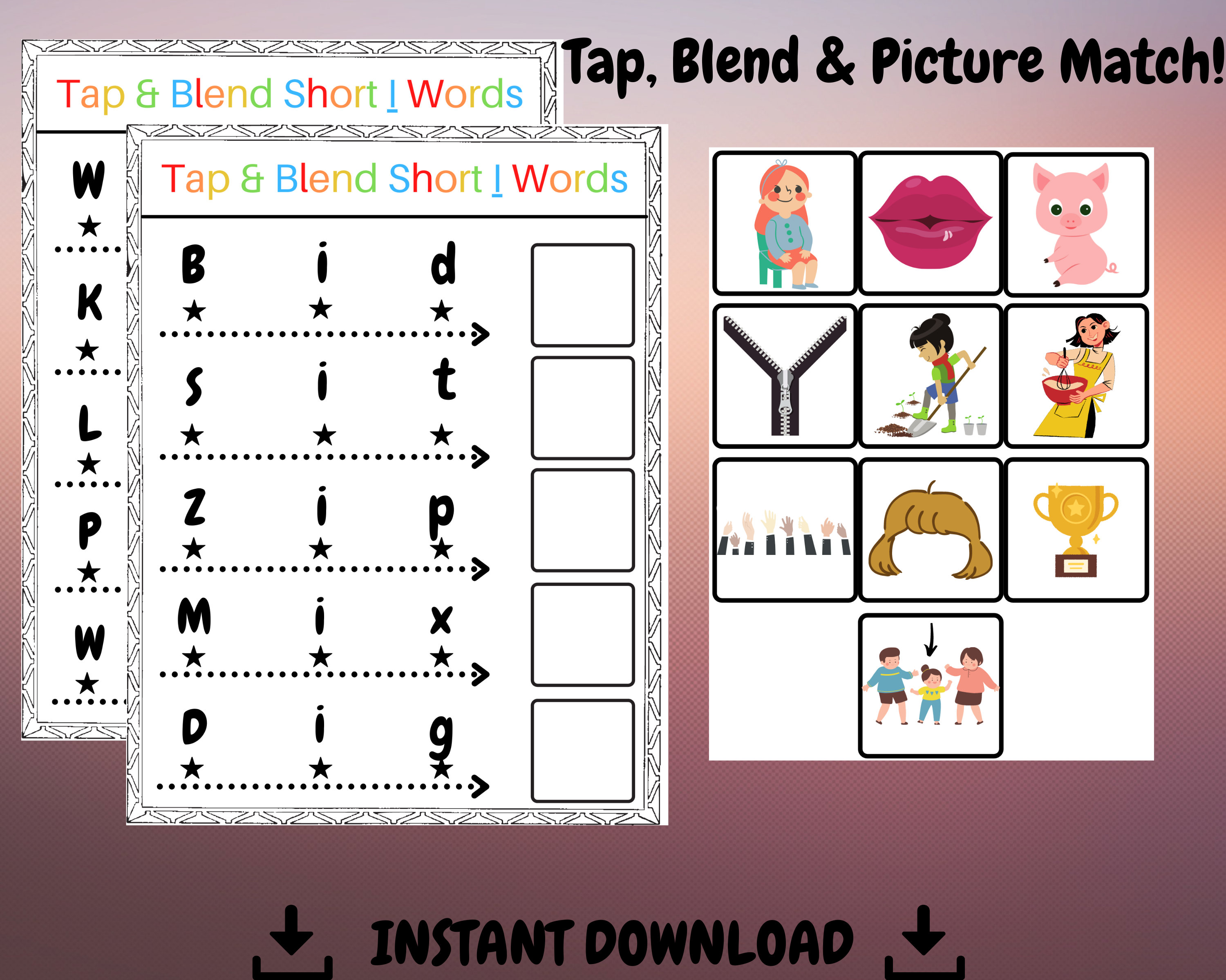Kindergarten Tap & Blend Printable Activity, School Age Printables ...
