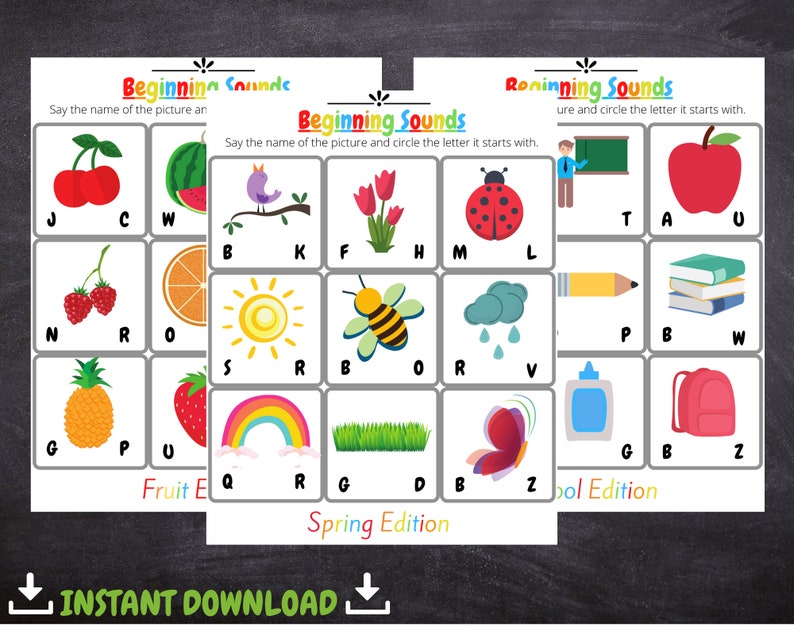 Beginning Sound Printable Worksheets, Preschool/kindergarten Phonics ...
