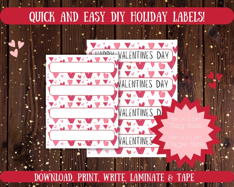 Valentines Day DIY Labels, Desk Name Labels, Classroom Labels, Cubby ...