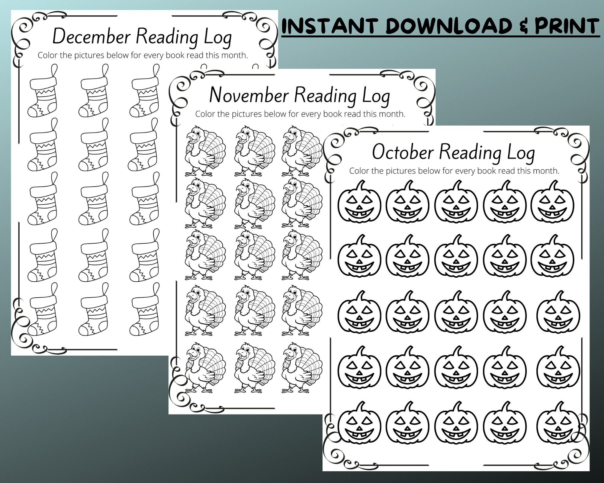 Printable Monthly Reading Logs, ELA Reading Tracker, Kindergarten ...