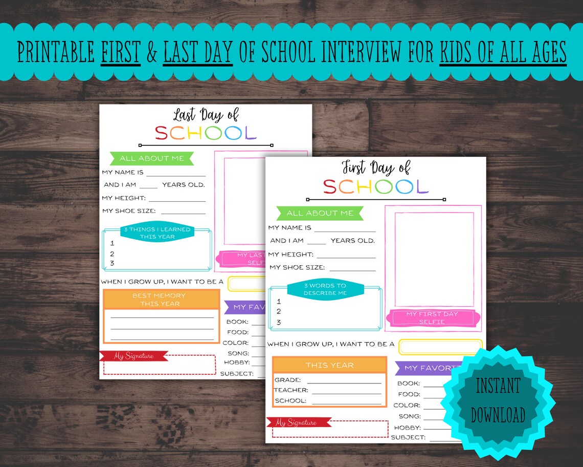 Printable First Day of School Questionnaire, Printable Handprint ...