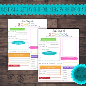 Printable First Day of School Questionnaire, Printable Handprint ...