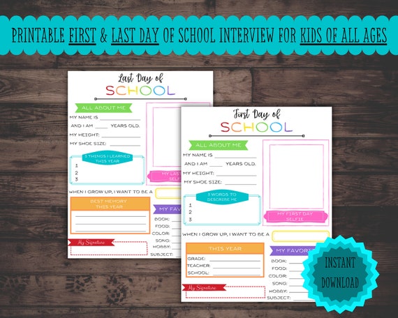Printable First Day of School Questionnaire Printable - Etsy