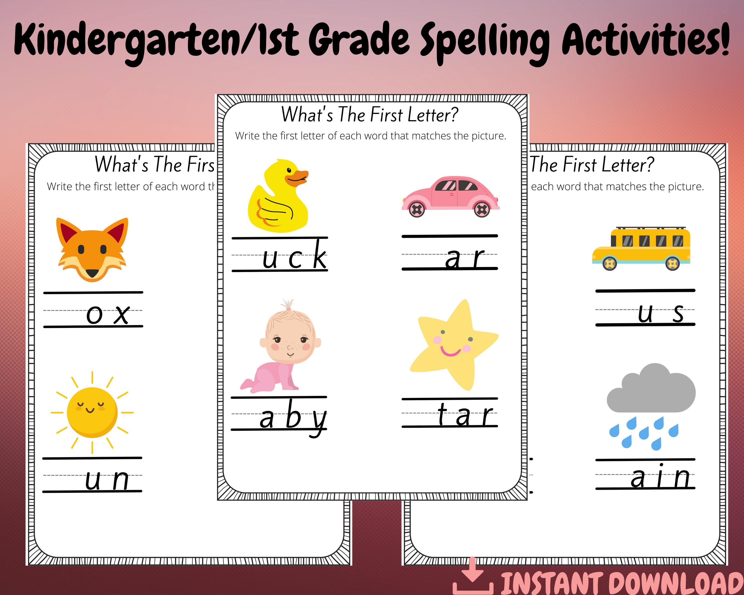 School Age Phonics Activity, Kindergarten Beginning Sounds Printable ...