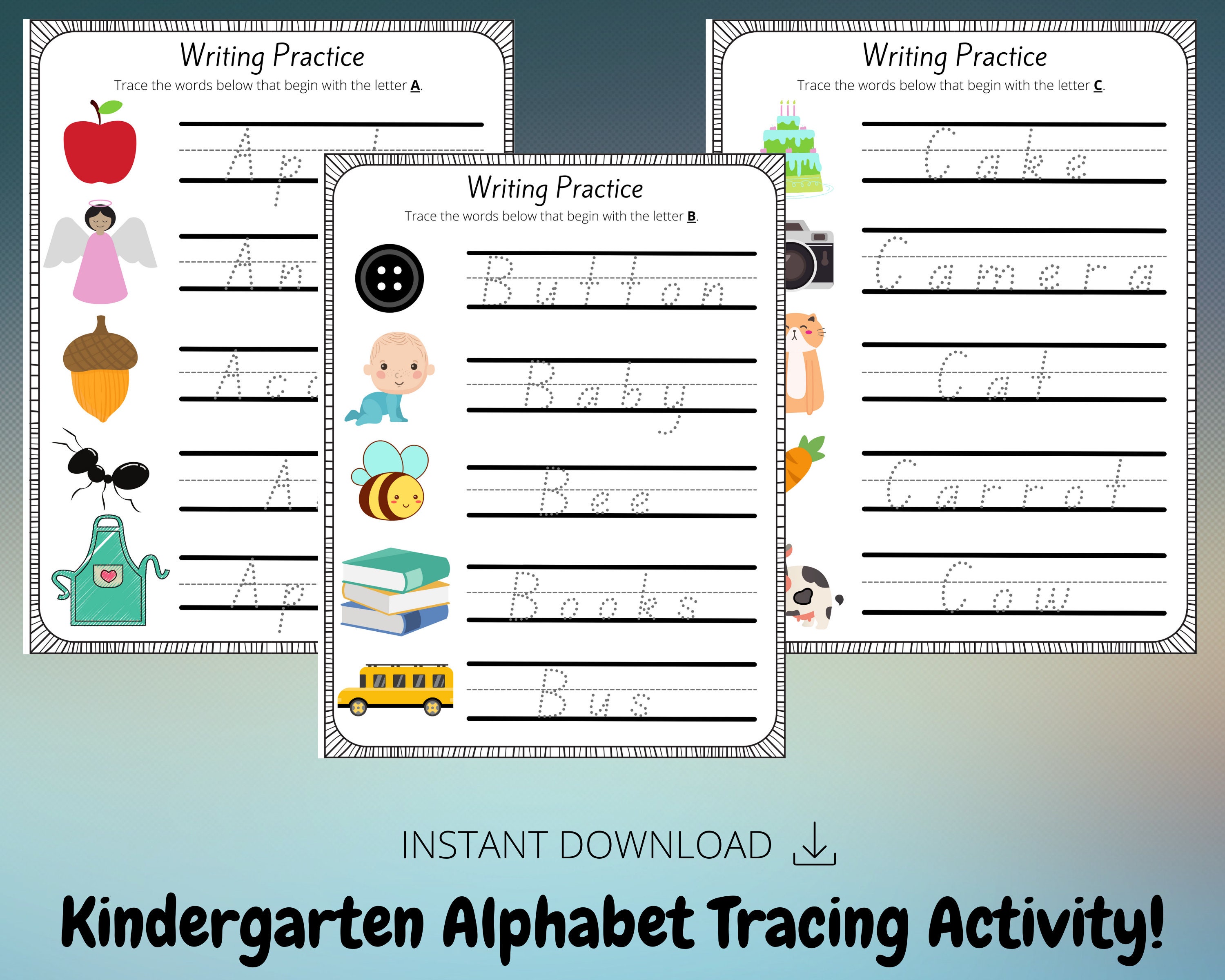 Kindergarten Alphabet Handwriting, Preschool Writing, 1st Grade ...