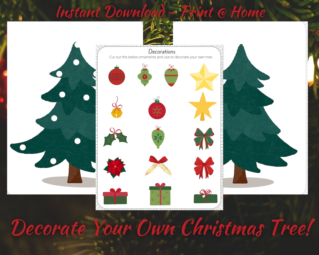 Decorate Your Own Christmas Tree, Printable DIY Christmas Tree, School ...