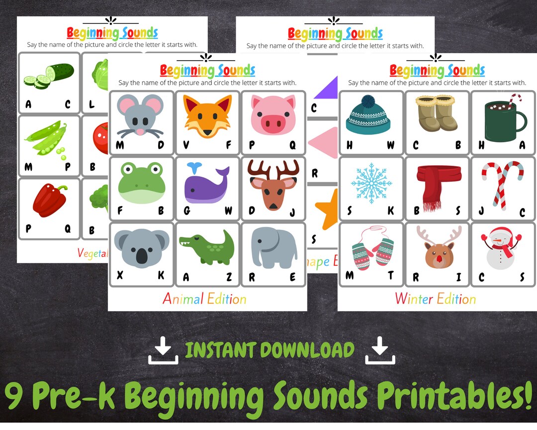 Beginning Sound Printable Worksheets, Preschool/kindergarten Phonics ...