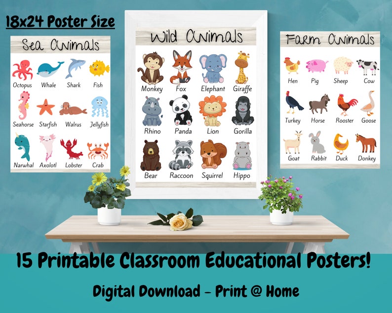 Montessori Educational Posters, Homeschool Playroom Learning Poster ...