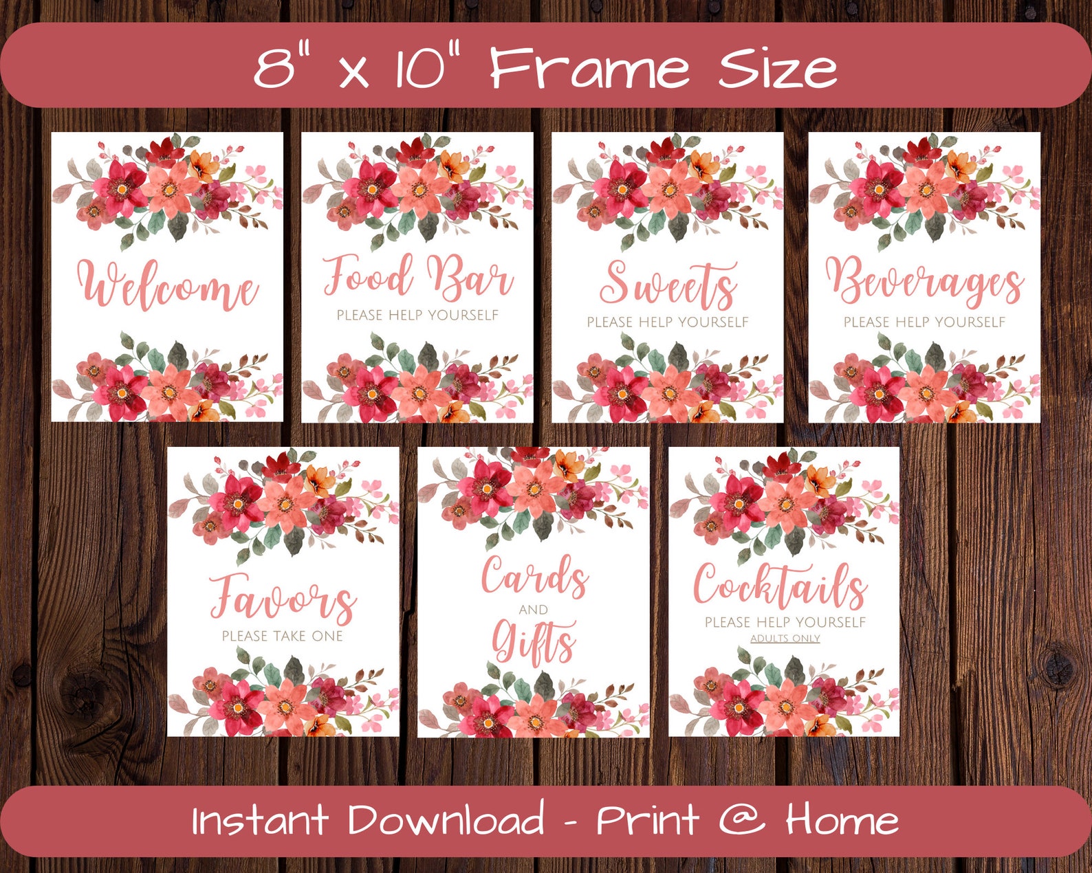 Watercolor Flower Table Sign Bundle Bridal Shower Baby Shower - Etsy