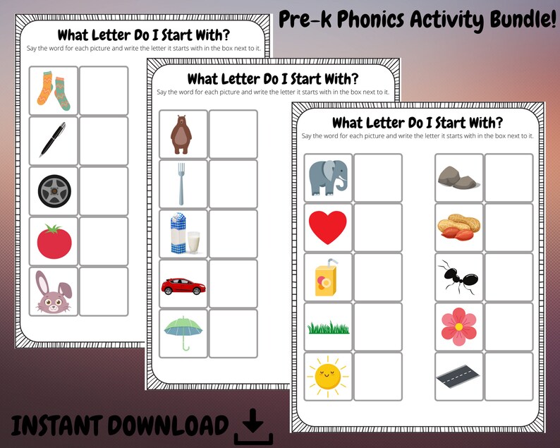 Kindergarten Beginning Sounds Activity Bundle, Preschool Letter ...