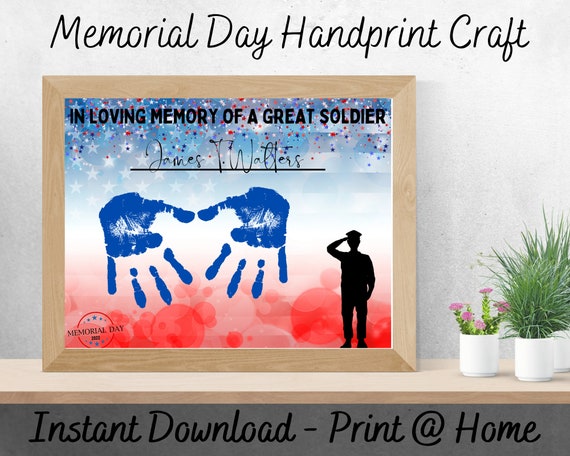 Kids Memorial Day Handprint Craft Memorial Day Art Memorial | Etsy