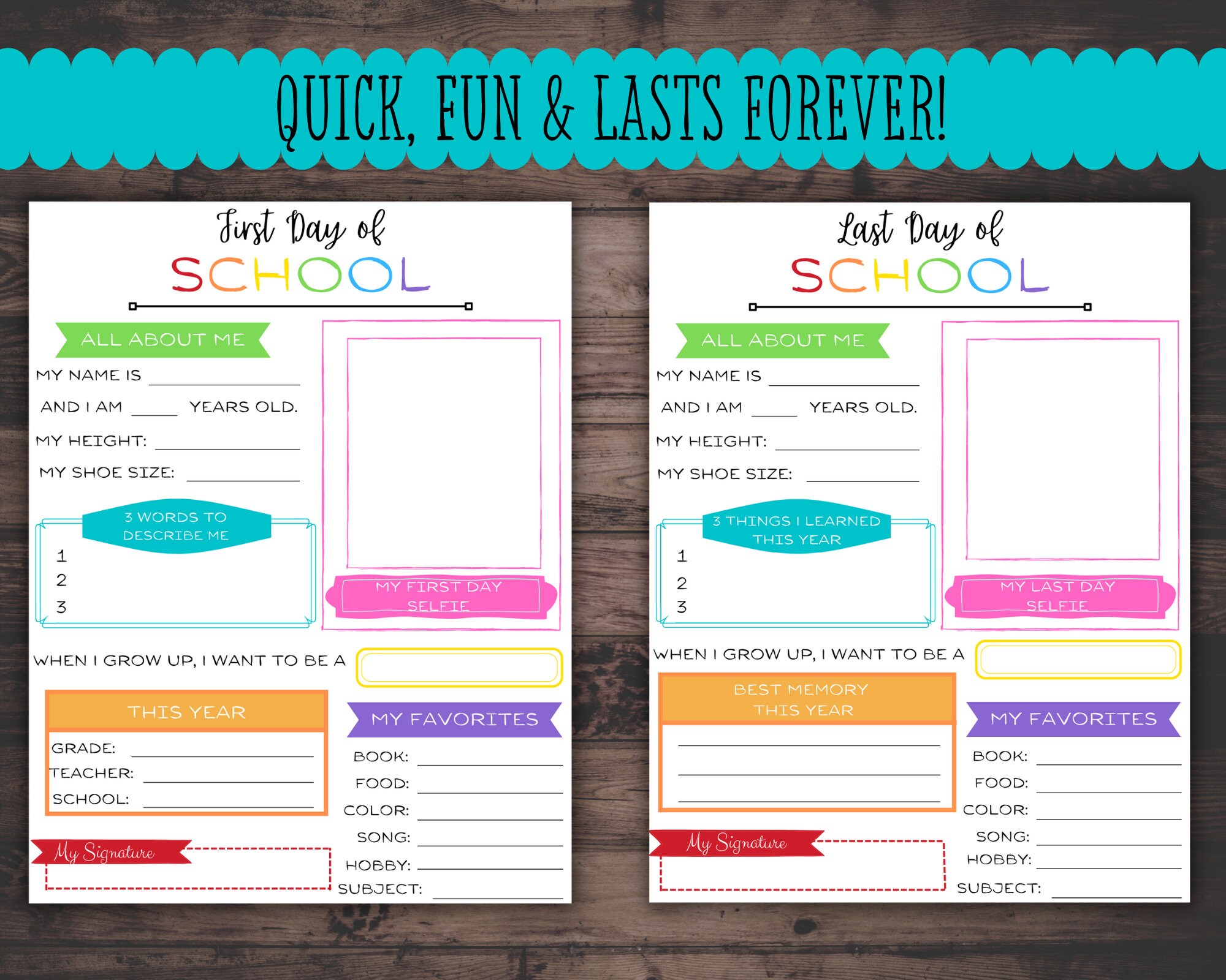 Printable First Day of School Questionnaire, Printable Handprint ...