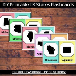 Printable United States Flashcards, DIY Homeschool Flashcards, US ...