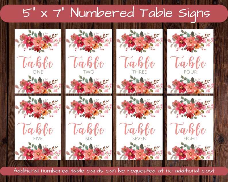 Watercolor Flower Table Sign Bundle Bridal Shower Baby Shower - Etsy