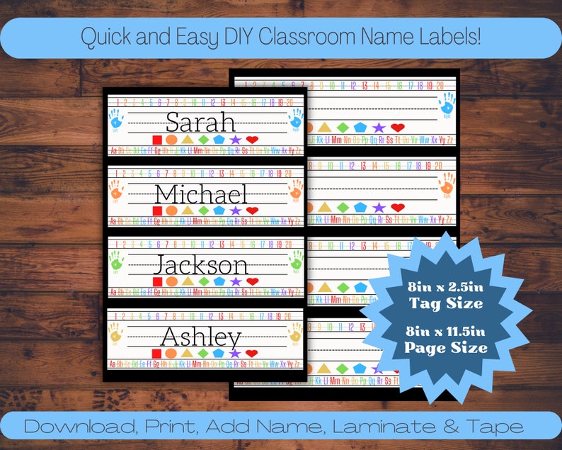 Desk Name Labels, Classroom Name Labels, Cubby Label, Name Tags, Back ...