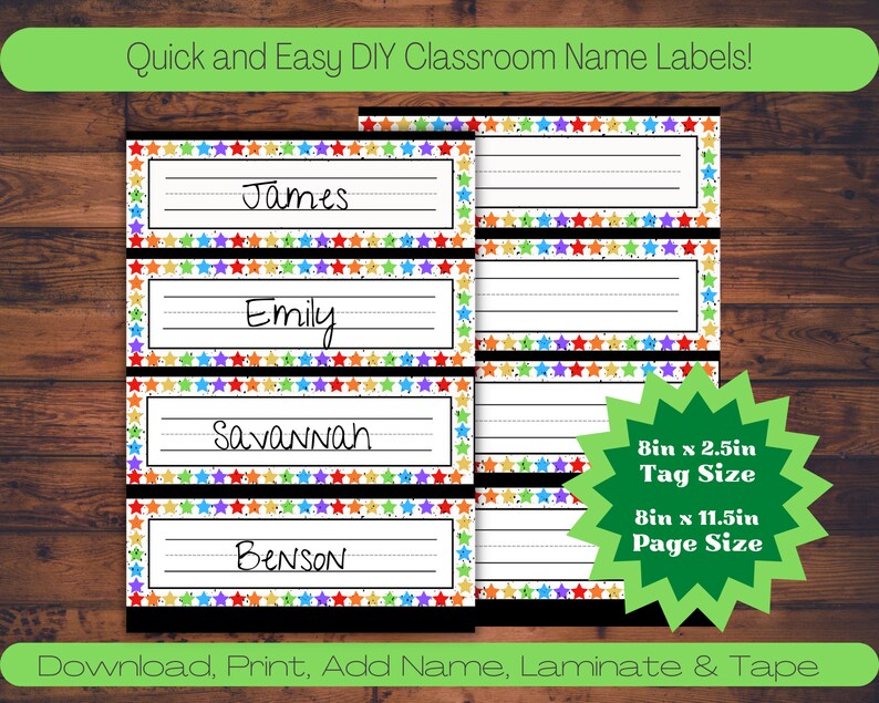 Desk Name Labels, Classroom Name Labels, Cubby Label, Name Tags, Back ...