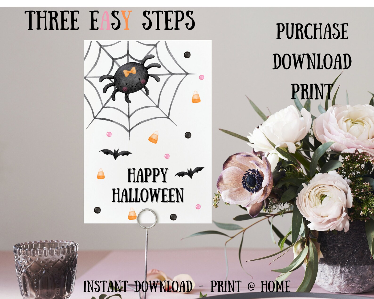 Halloween Card Printable, Halloween Card Digital, Folded Cards DIY 7x5 ...