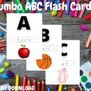 JUMBO Prek Abc Flashcards, Homeschool Printable Activity, Oversized ...