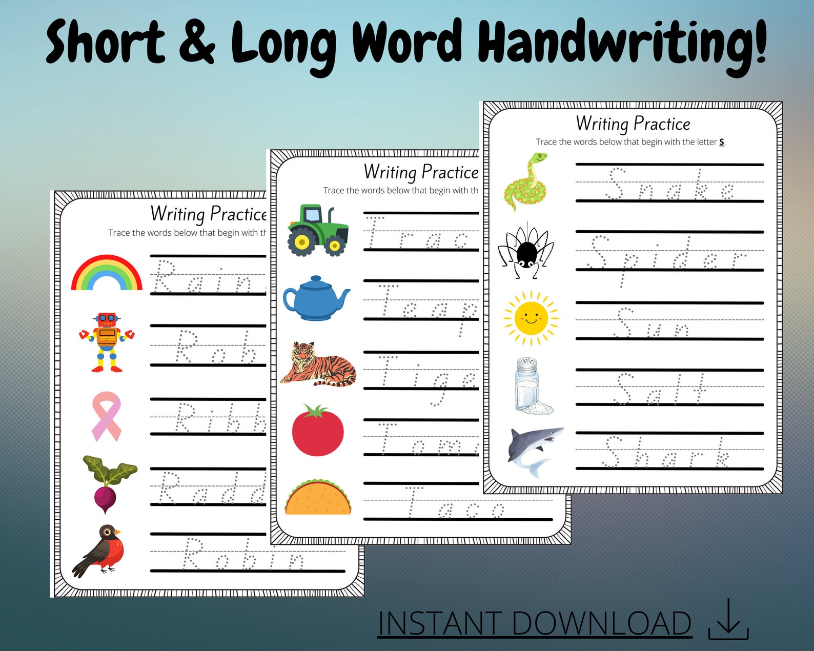Kindergarten Alphabet Handwriting, Preschool Writing, 1st Grade ...