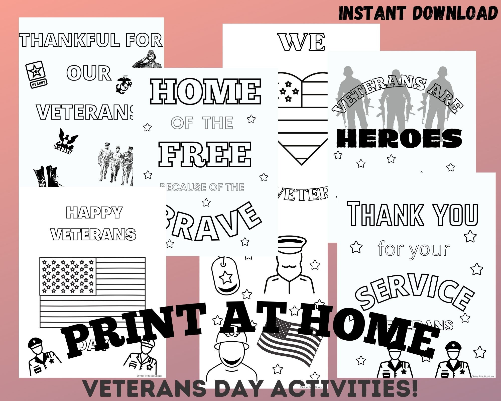 8 Veterans Day Printable Activities, 2023 Veterans Day Art, Classroom ...