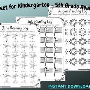 Printable Monthly Reading Logs, ELA Reading Tracker, Kindergarten ...