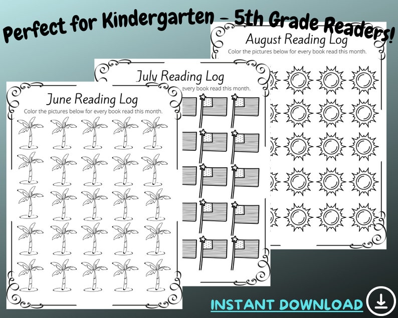 Printable Monthly Reading Logs, ELA Reading Tracker, Kindergarten ...