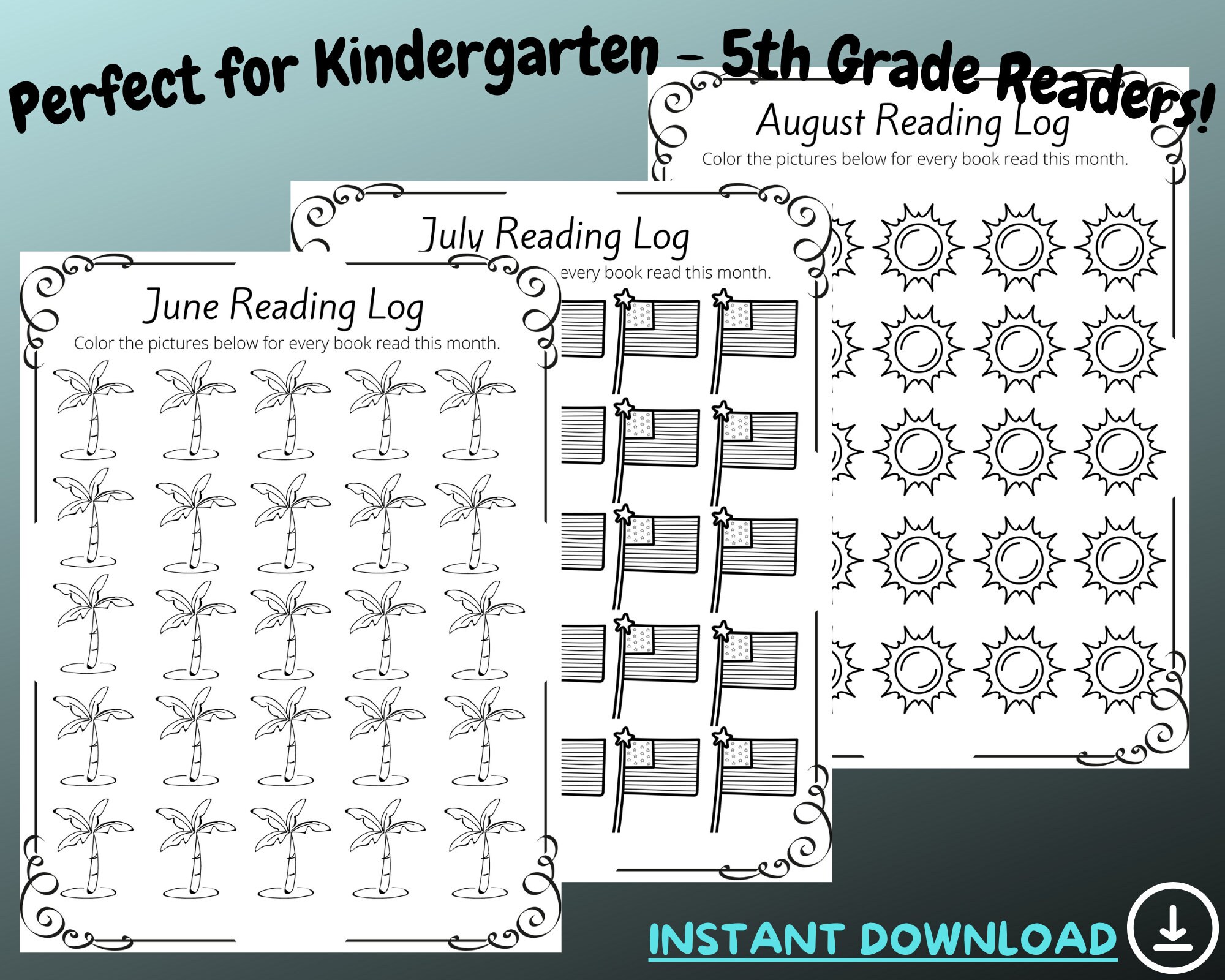 Printable Monthly Reading Logs, ELA Reading Tracker, Kindergarten ...