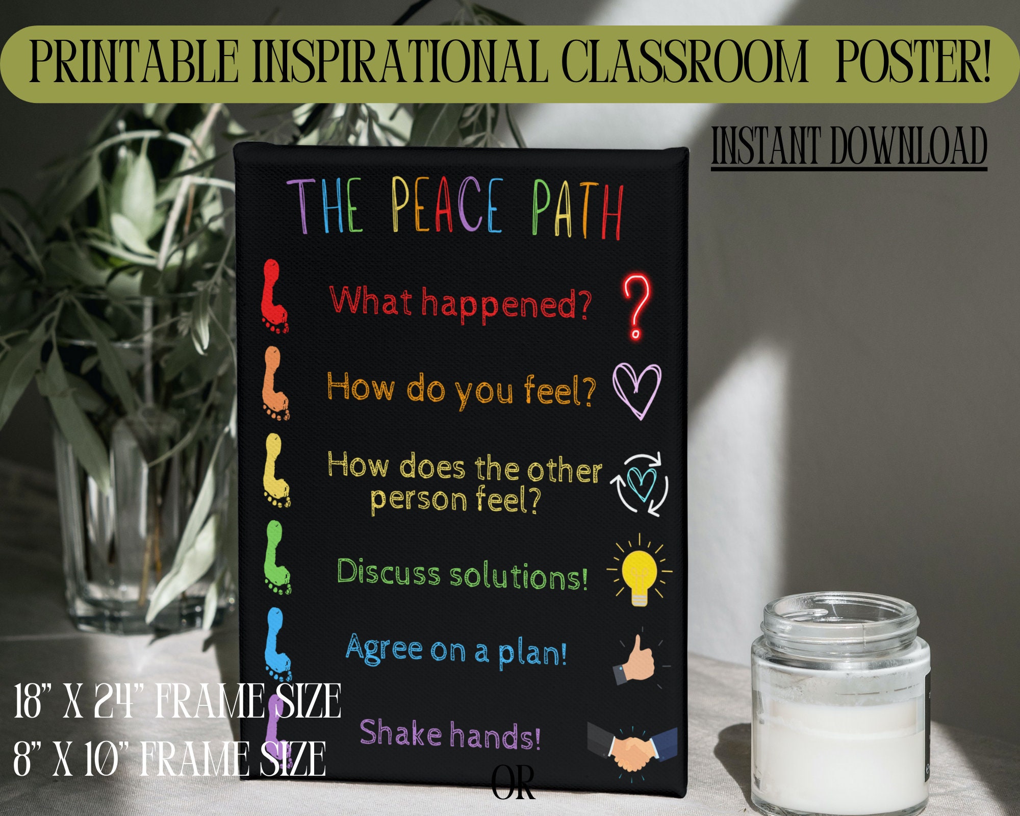 Printable Inspirational Classroom Poster, DIY Growth Mindset Mental ...
