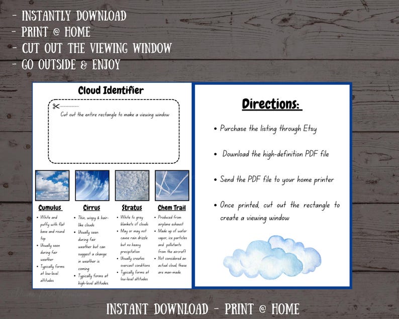 DIY Printable Cloud Identifier for Kids, Science Class Activity ...