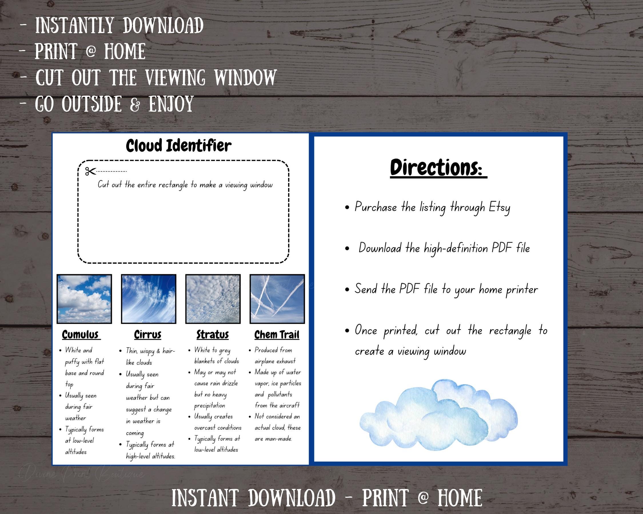 DIY Printable Cloud Identifier for Kids, Science Class Activity ...