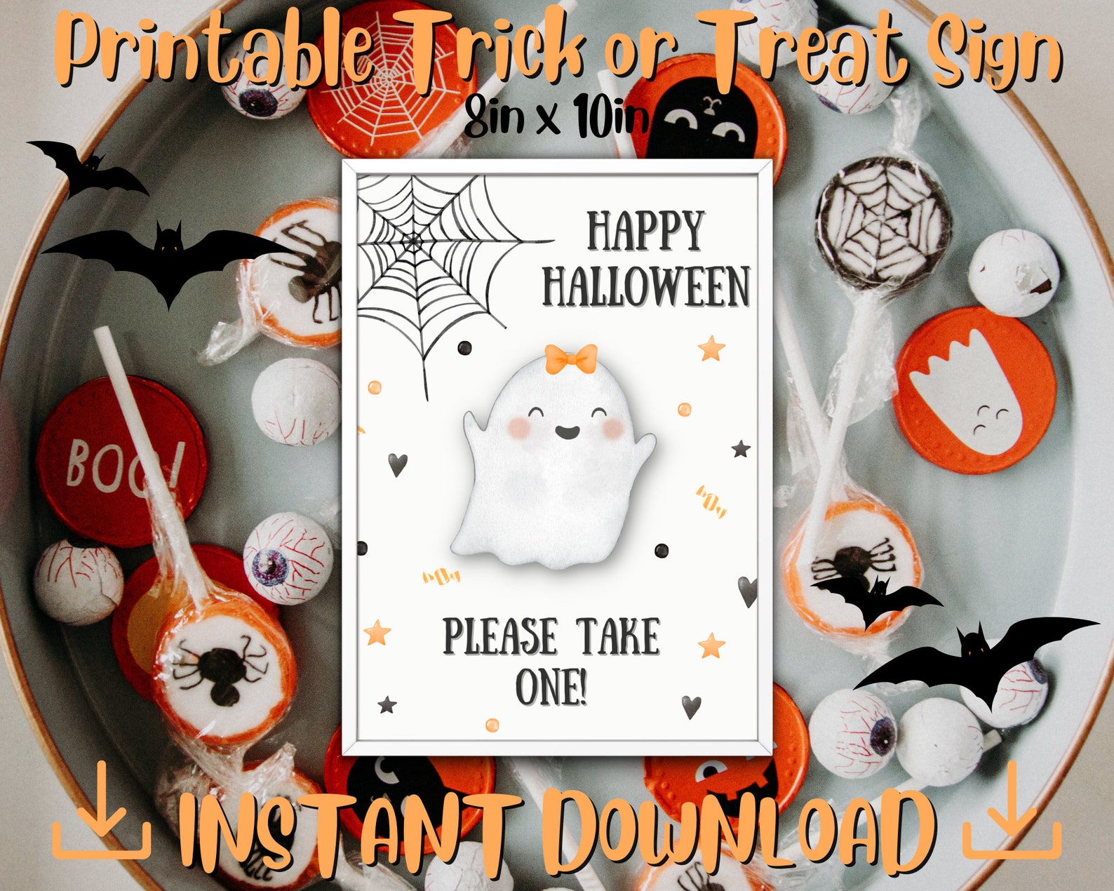 Halloween Door Sign Please Take One Party Decor Trick or Treat - Etsy