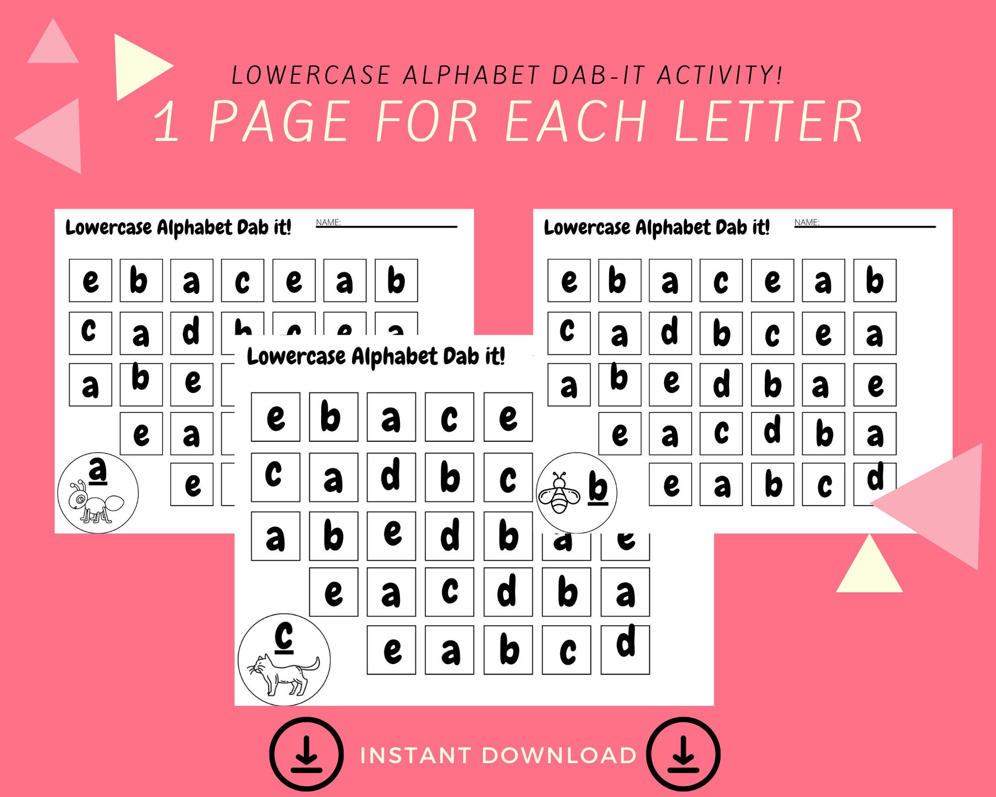 Lowercase Alphabet Dab It Activity, ELA Worksheet, Kindergarten Phonics ...