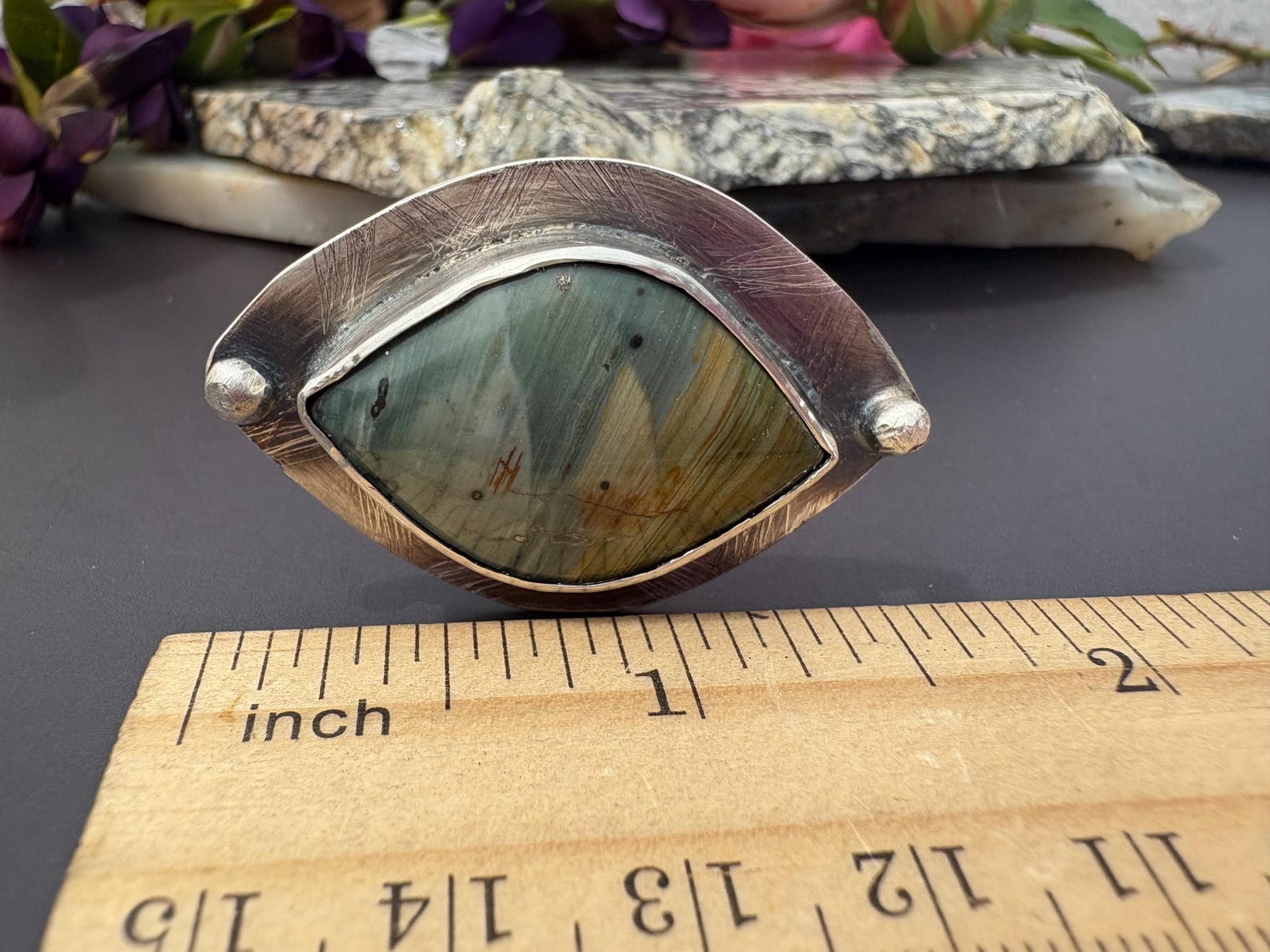 Handmade Blue Mountain Jasper Sterling Silver Ring - Size 9.25 - Etsy
