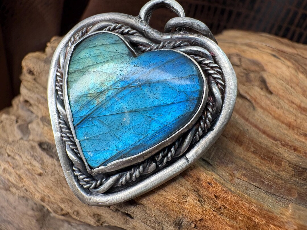 Flashy Heart Shaped Labradorite Pendant Sterling Handmade - Etsy