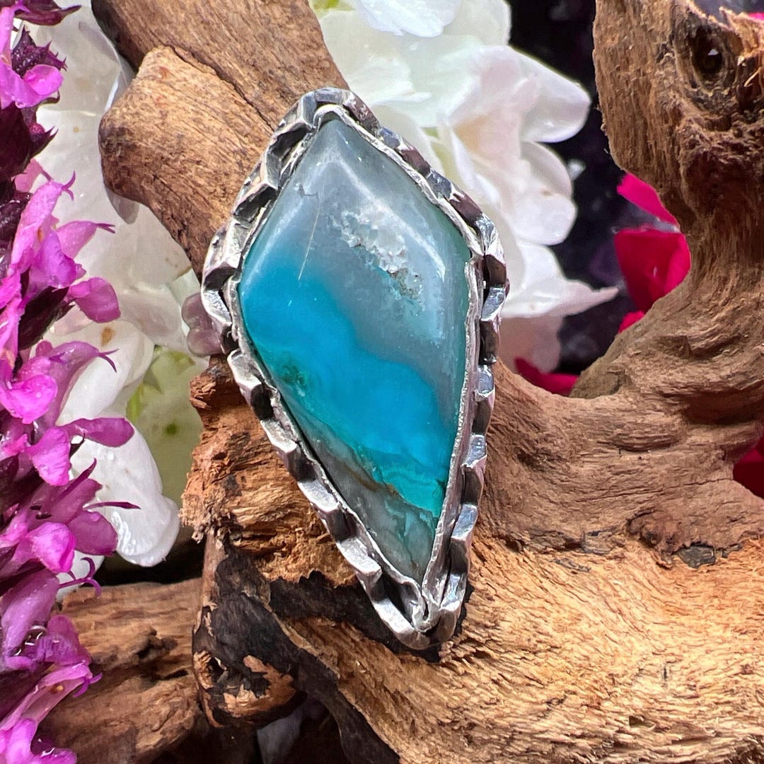 Blue Hemimorphite Sterling Silver Handmade Ring Sz 9.75 - Etsy