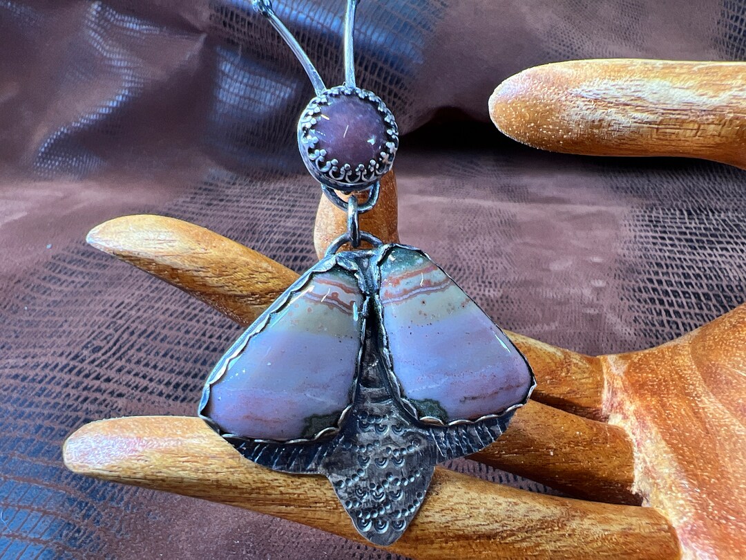 Butterfly Moth Jasper Handmade Sterling Pendant - Etsy