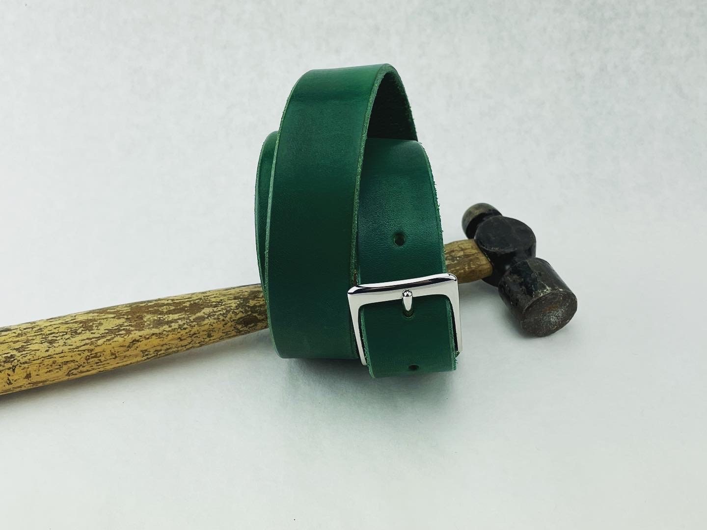 Green Classic Leather Belt With Frame Style Buckle - Etsy