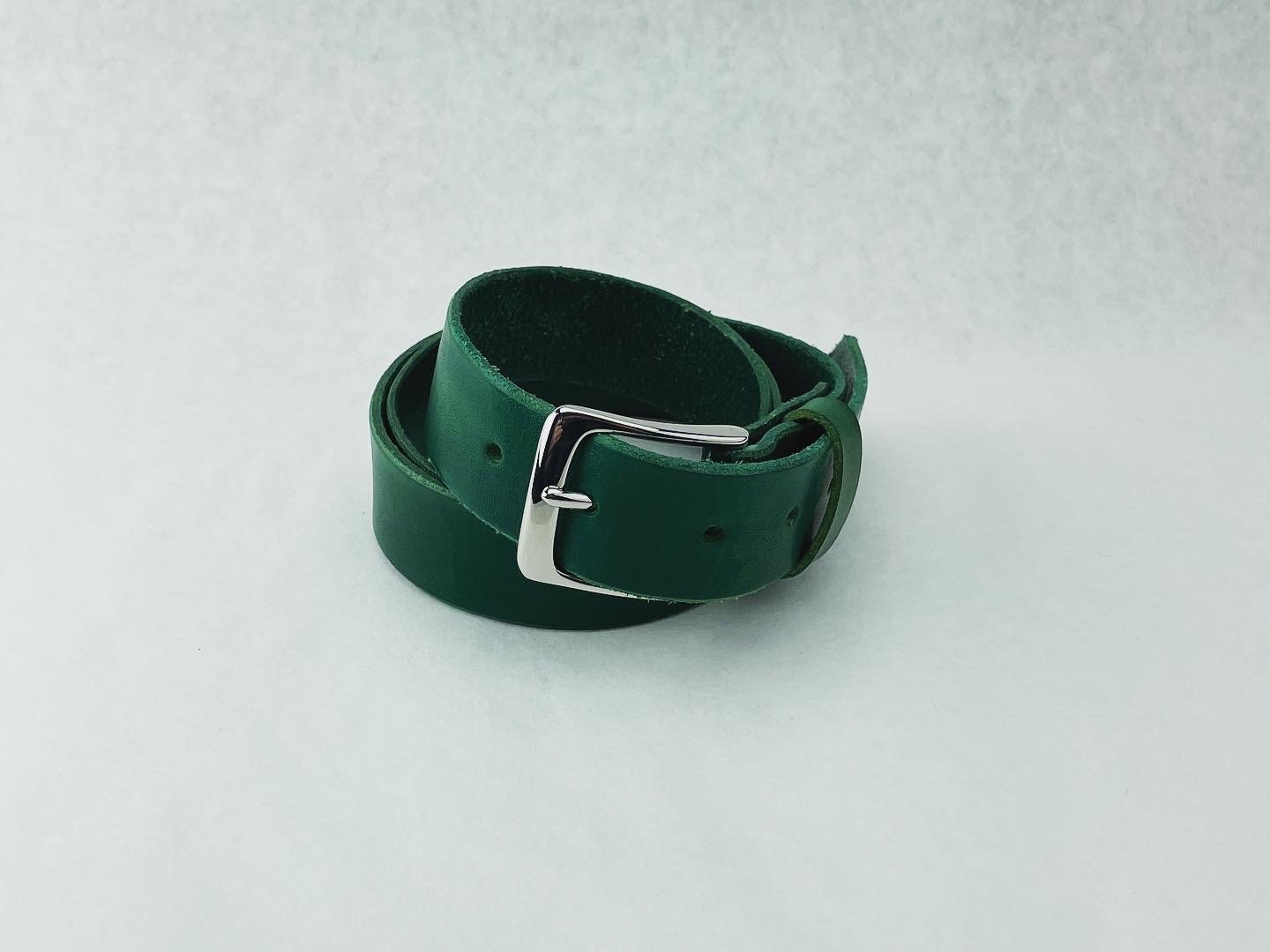 Green Classic Leather Belt With Frame Style Buckle - Etsy