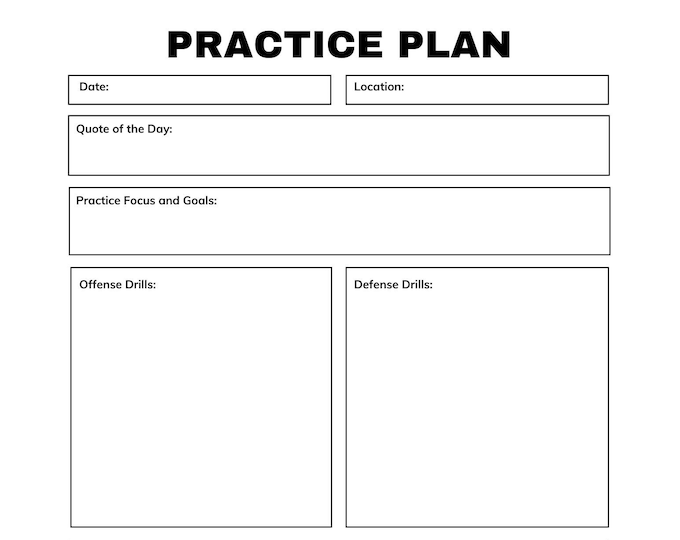 Downloadable/printable - Practice Plan - Etsy