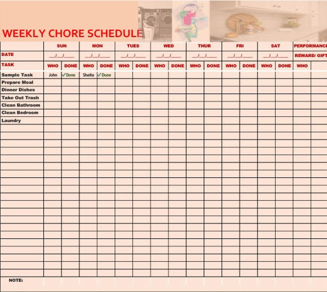 Weekly Chores Schedules, Digital Document, Two Format Editable and ...