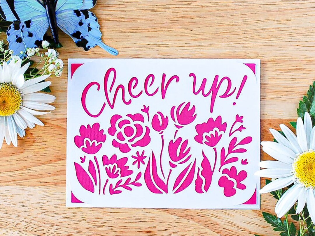 Cheer up Floral Greeting Card: Pink Encouragement Card - Etsy