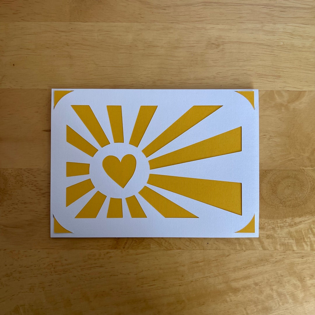 Cheery Greeting Card, Sun Rays Card, Any Occasion Card, White and ...