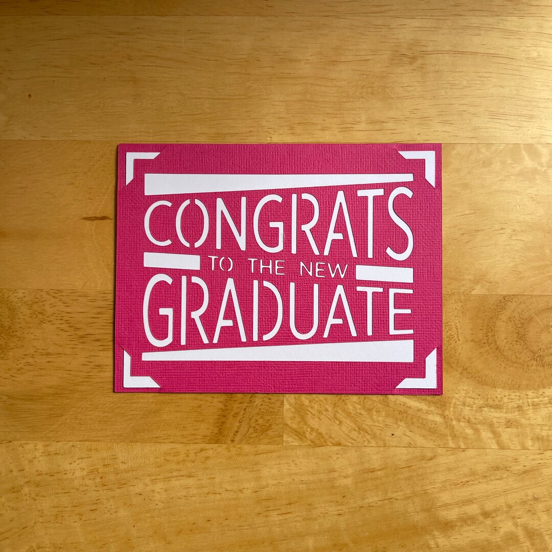 Graduation Greeting Card, Congrats to the Graduate, Pink and White - Etsy