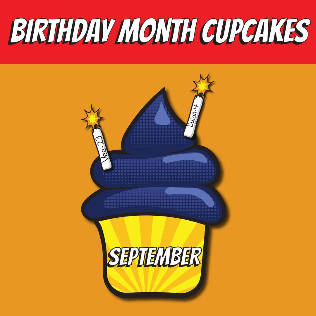 Superhero Classroom Birthday Cupcakes | Monthly Birthday Set for Kids ...