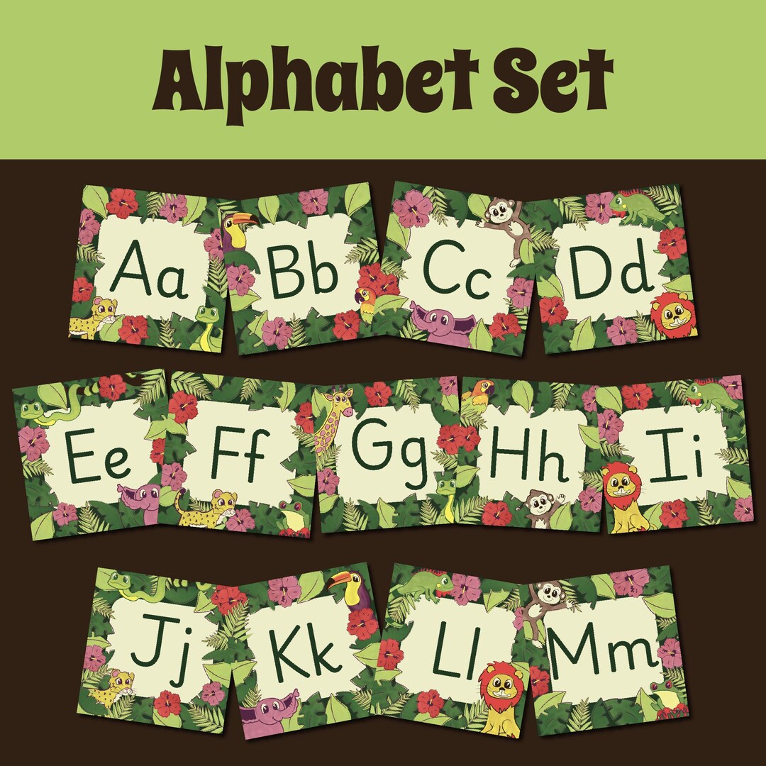 Funky Jungle Printable Alphabet Set | Classroom Decor - Etsy