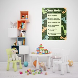 Dino Class Rules Poster - Etsy