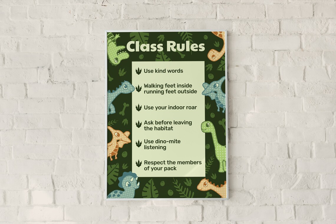 Dino Class Rules Poster - Etsy