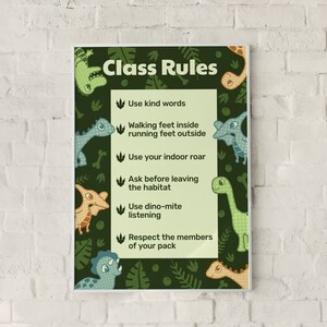 Dino Class Rules Poster - Etsy