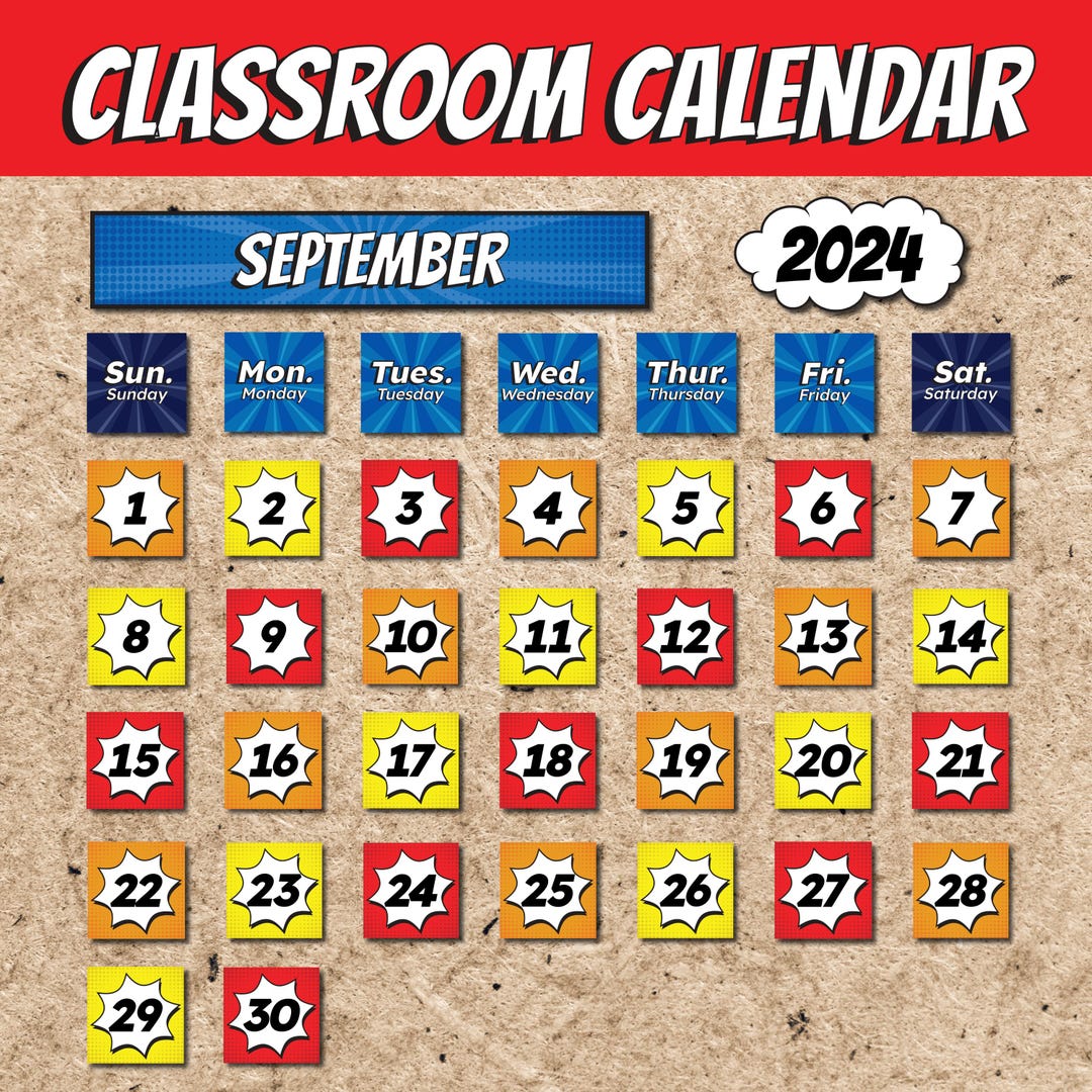Superhero Classroom Calendar | Months, Days & Years - Etsy